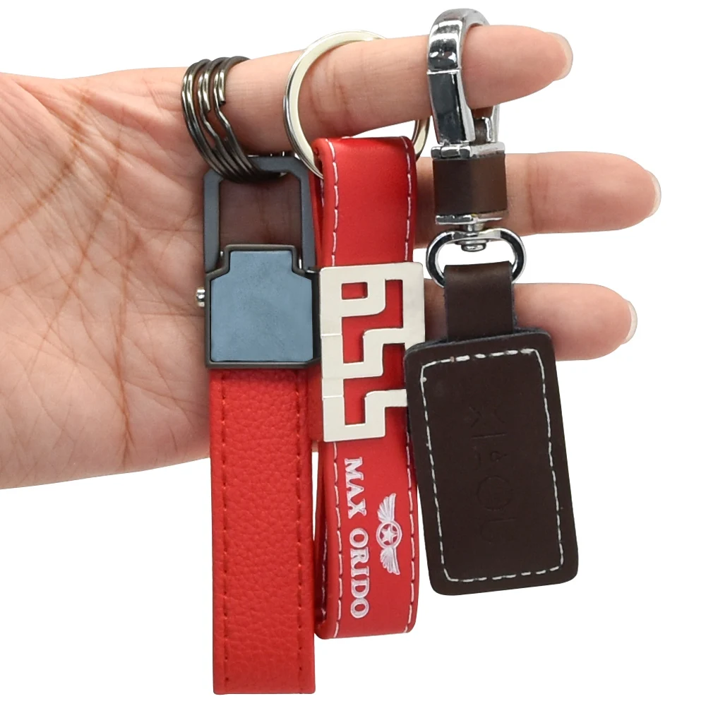 Custom Embossed Logo Leather Keyring - Durable & Stylish