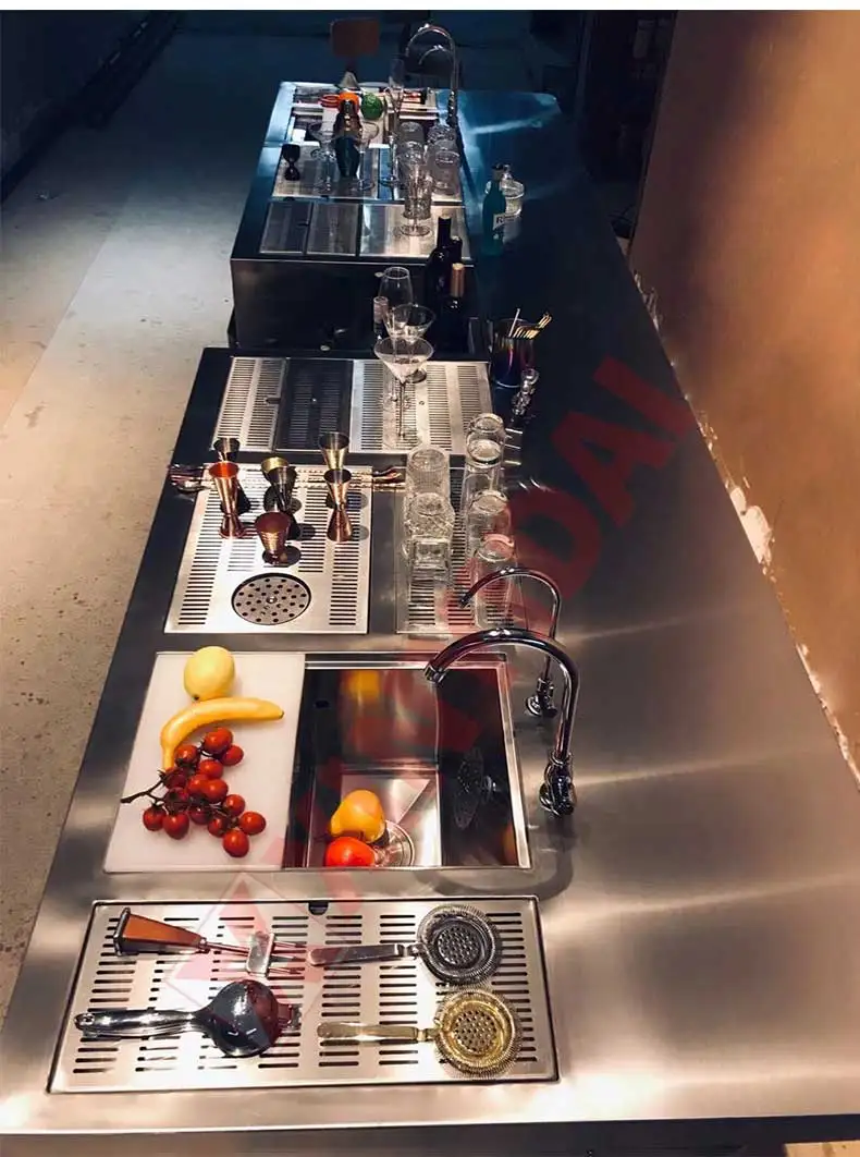 Mobile Bar Table Cocktail Bar Station 201304 Stainless Steel Professional Bar Table Buy