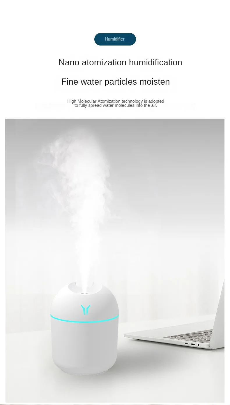 250ml Mini Ultrasonic Air Humidifier - Romantic Light USB Diffuser