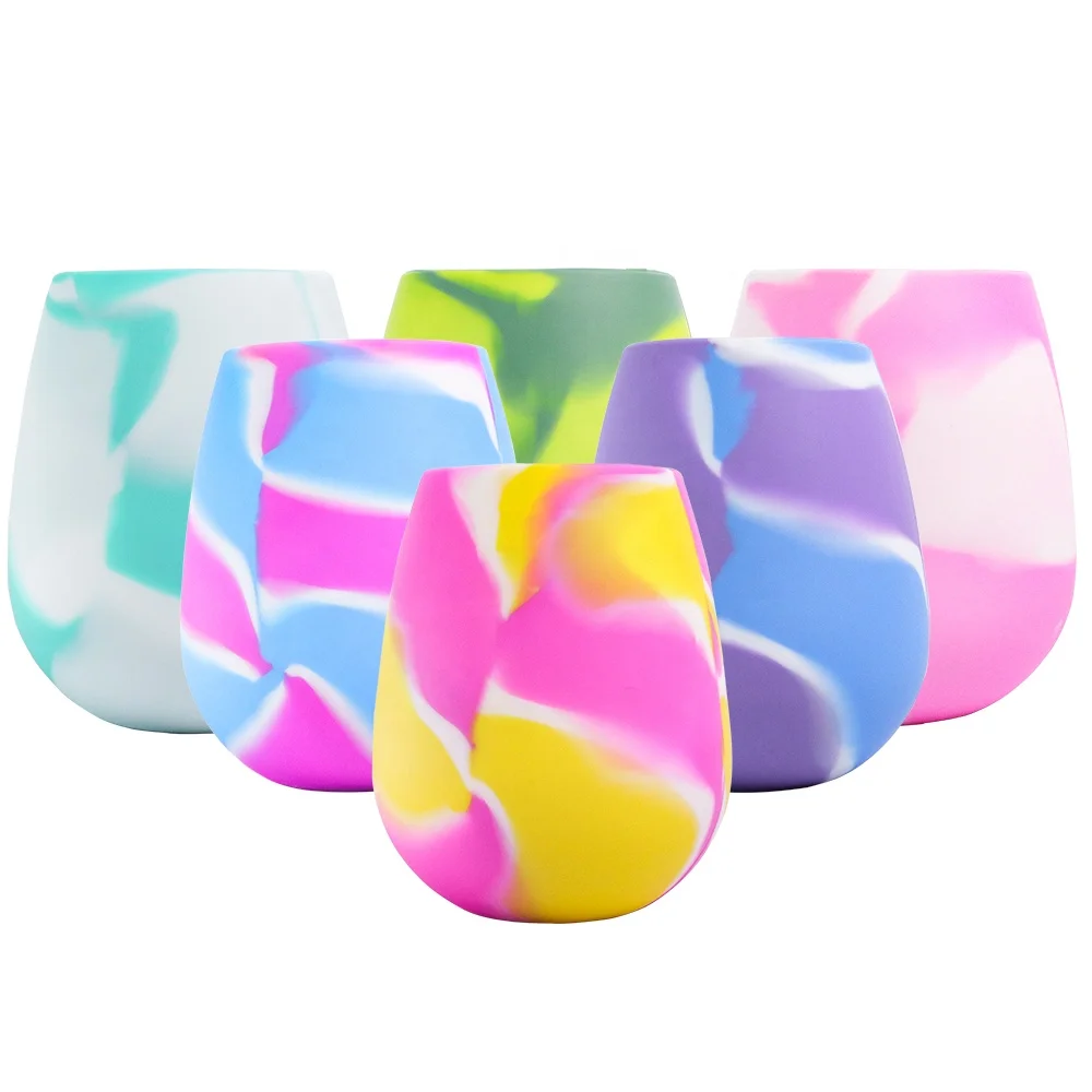 Custom Printed Logo Silicone Wine Cup - Collapsible Tumbler