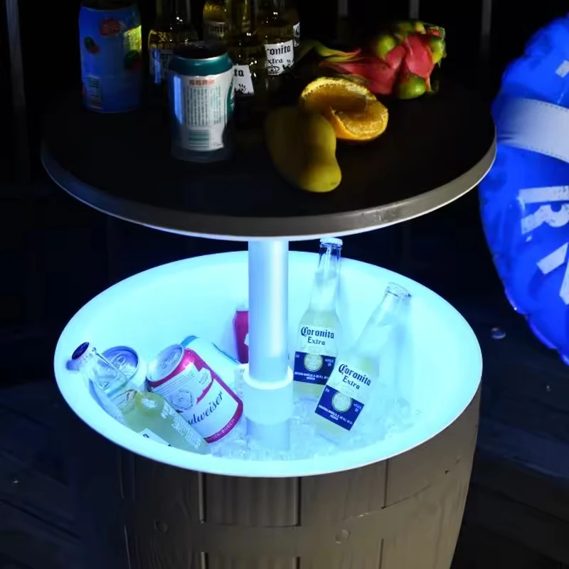 30L/8 Gal Round Rattan Cool Bar Side Drink Cooler Table Coffee Table ...