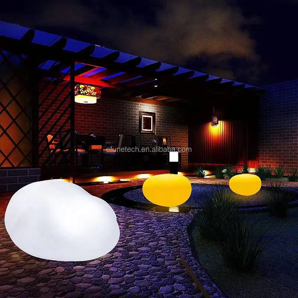 Modern Design Led Stone Garden Patio White Plastic Pe Stone Led Rgb ...