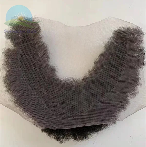 4mm Afro Curl Real Indian Human Hair Realistic Mustache and Beard Full ...