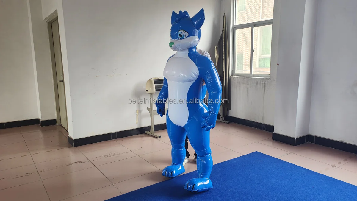 Beile Custom Quality Blue PVC Inflatable Fox Suit for Party