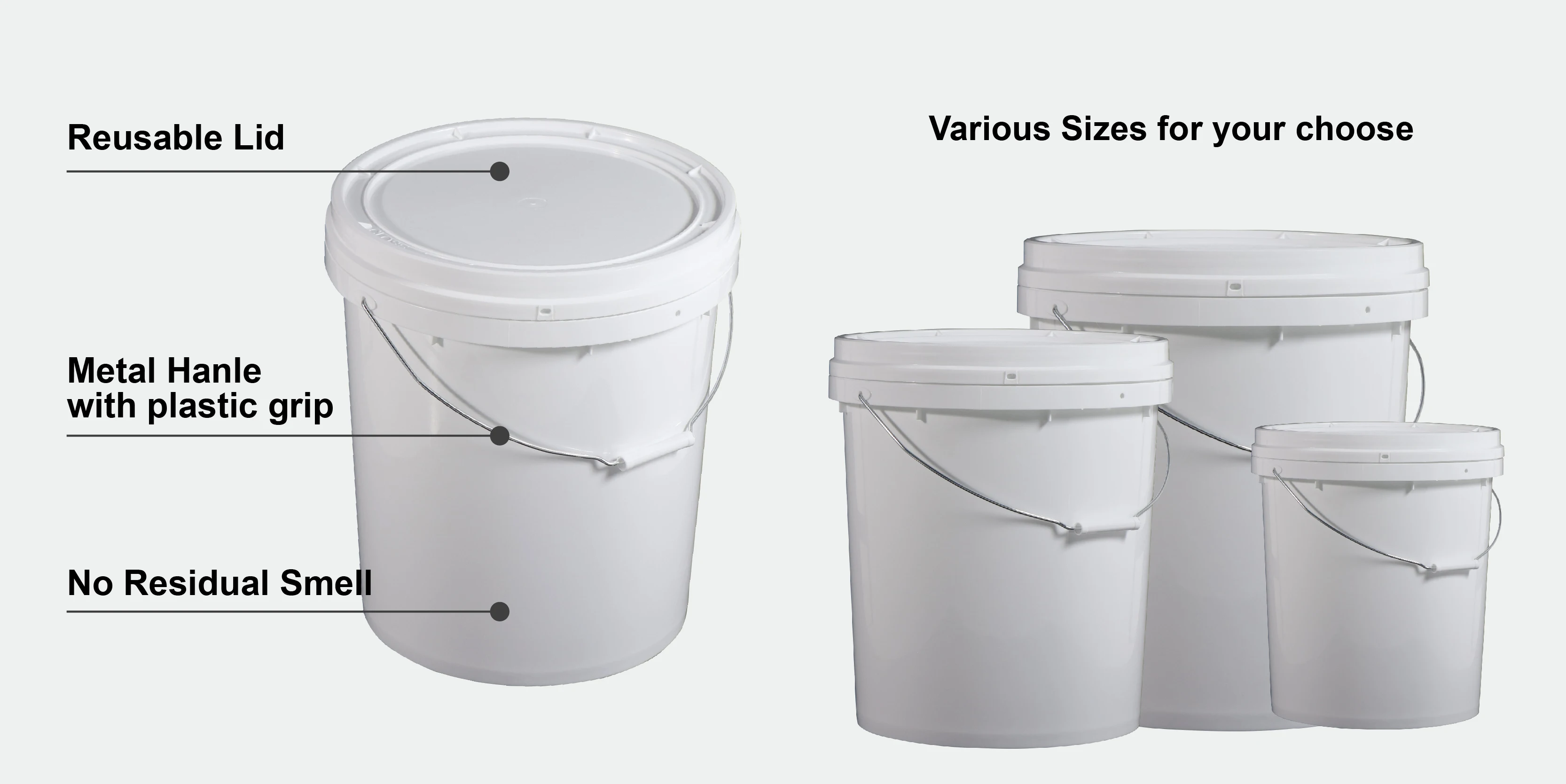 Heavy Duty Bucket Paint Pail Container Plastics for Storage
