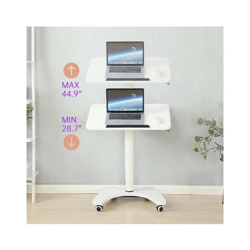 Mdf Desk Pneumatic Computer Rolling Presentation Cart Stand Up Desk ...