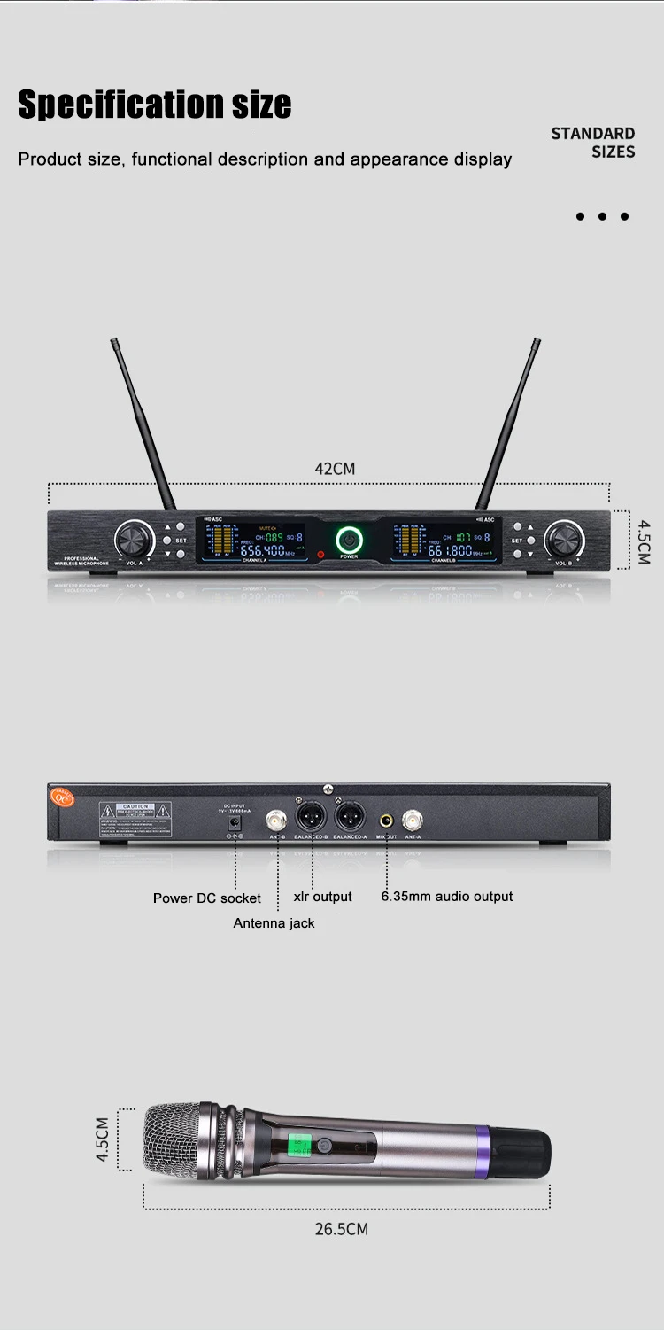 Xtuga BK202 Sans Fil UHF XLR Connector 3 Pin Mic De Estudio Dual ...