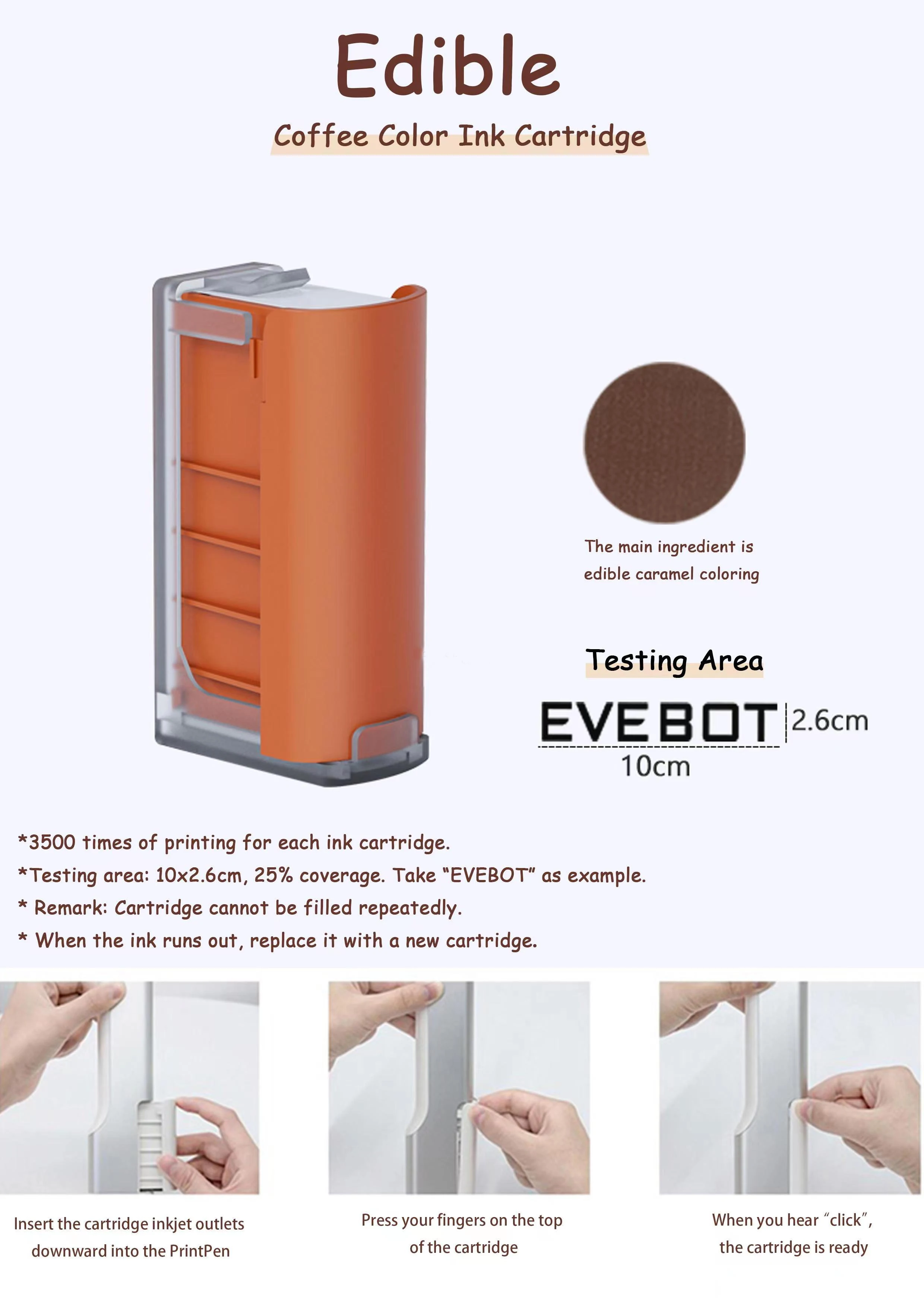 EVEBOT Printpen - Edible Inkjet Printer for Food Surfaces