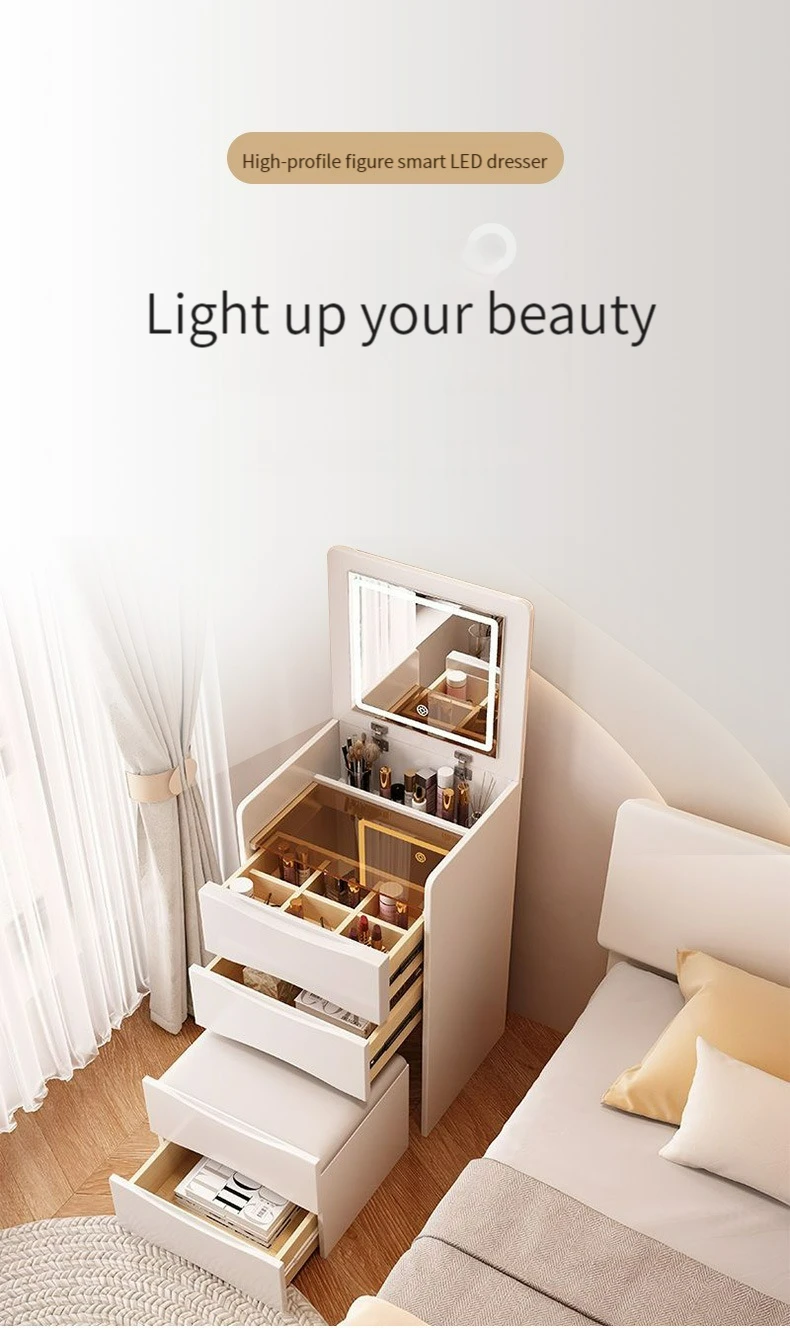 2024 Modern Style Cream Colored Dressing Table Bedside Table ...