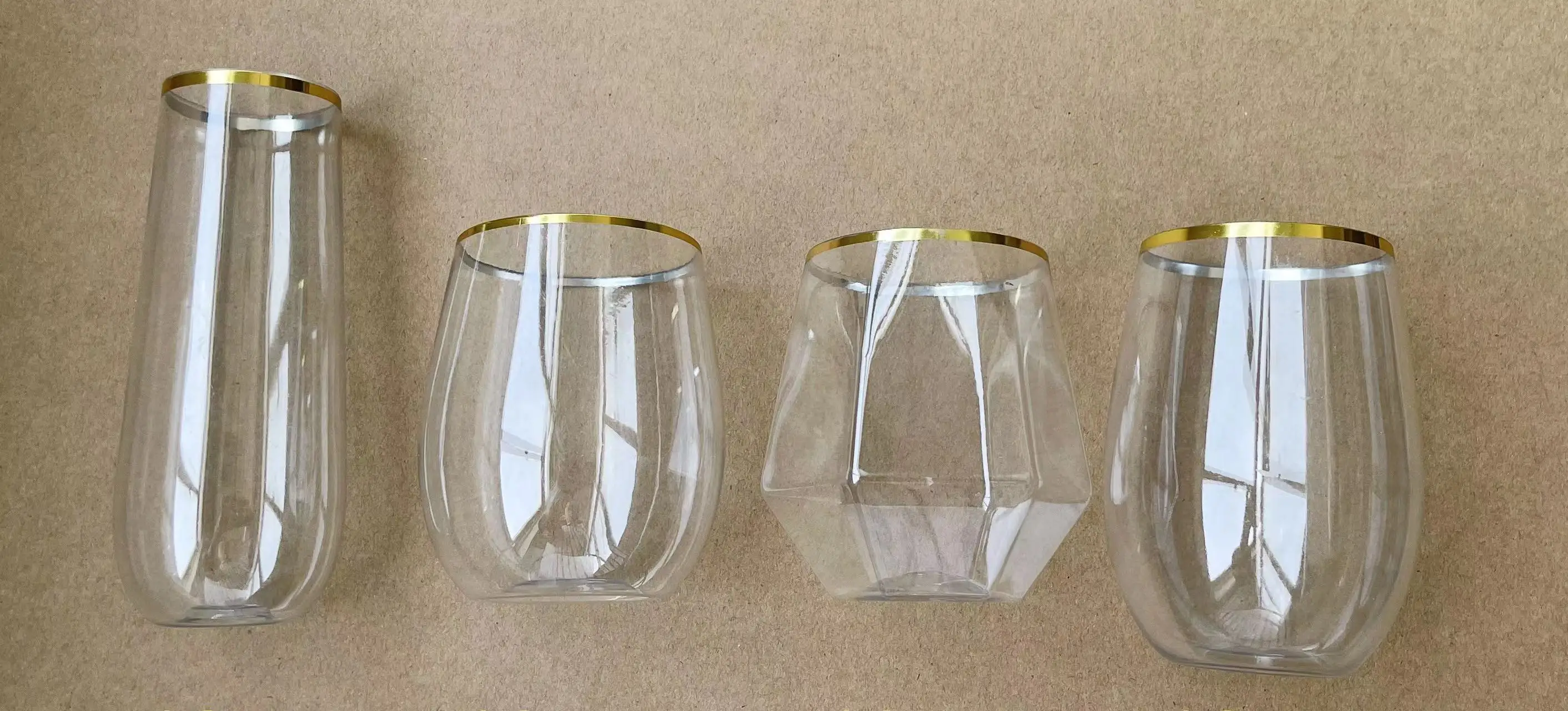 9oz Rose Gold Rim Stemless Champagne Flutes Durable Glass Mimosa ...