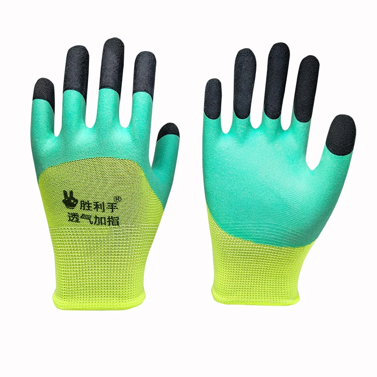 Direct order Hand Gloves 13g Polyester Shell Half Latex Coated Finger ...