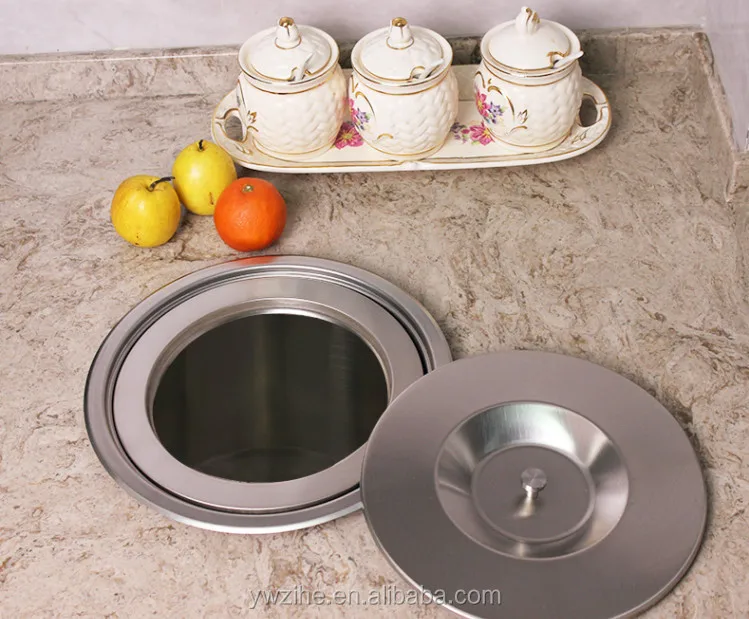 Stainless Steel Trash Can Kitchen Counter Embedded Trash Can Household ...