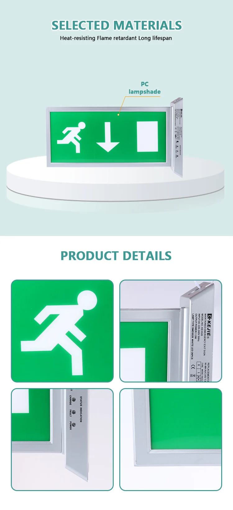 220V Rechargeable Emergency Exit Light - 3 Hours Backup