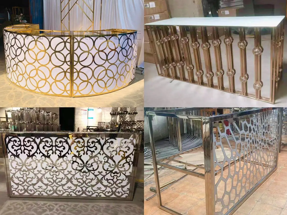 Luxury Design Bar Tables Golden Rose Flower Base Wedding Event Rental ...