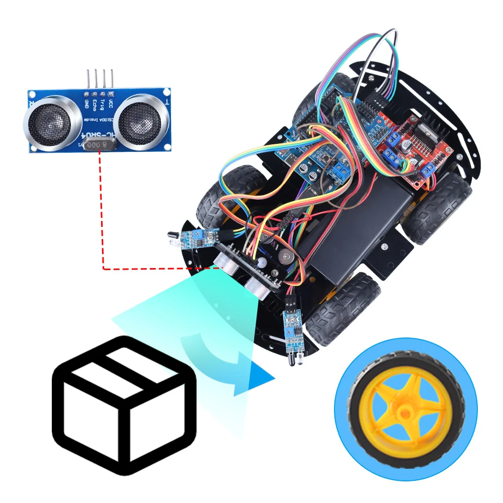 Factory 4wd Chassis Kit Tracing Obstacle Avoidance Smart Robot Car Toy ...