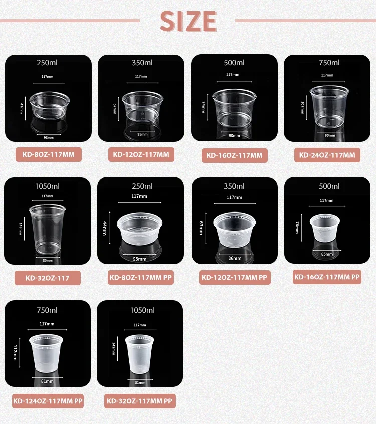 Disposable Plastic Food Packing Bowl 8oz 12oz 16oz 24oz 32oz Restaurant ...