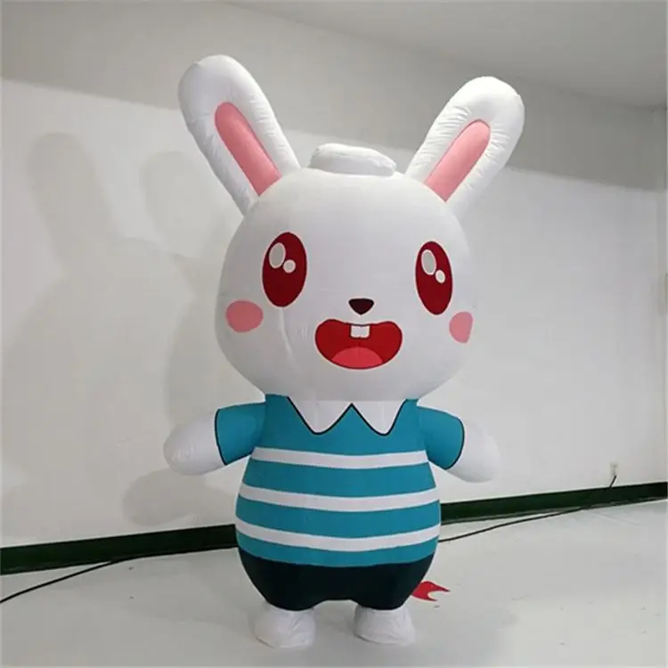 Customized Inflatable White Rabbit Costume Wearing Walking Doll Costume ...