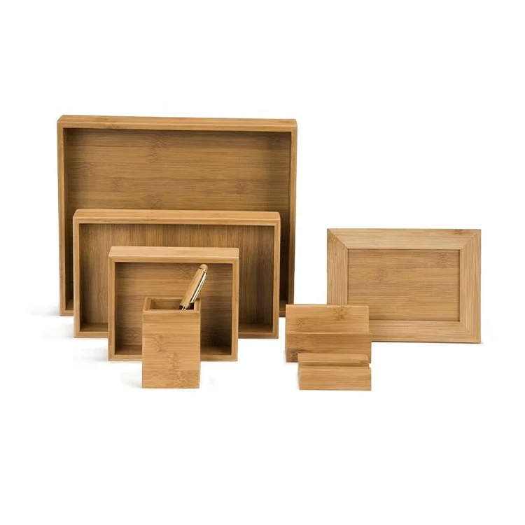 New 7pcs File Set Organizer Office Home Supplies Natural Bamboo Storage ...