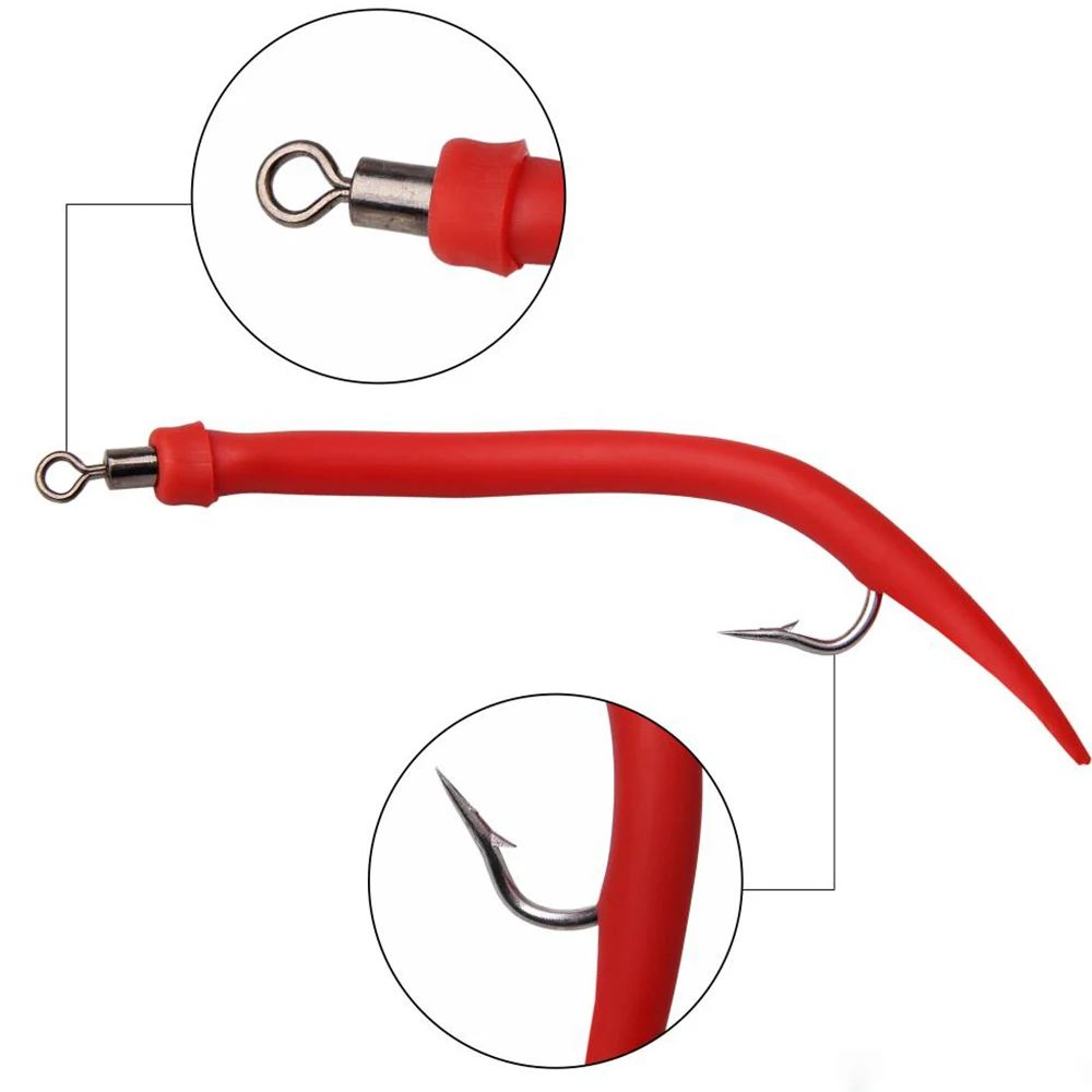 Fishing Eel Rubber Tube Lure Jig-bait Shank Offset Hook Barbed Octopus ...