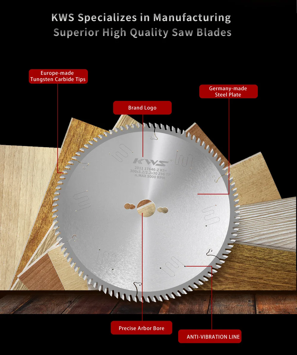 KWS Manufacturing Disco De Corte Wood Cut Saw Blades for Melamine