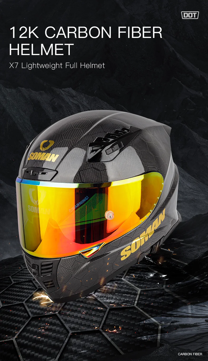 Carbon Fiber Motorcycle Helmet Full Face Double Lens Sm-x7 - Buy Carbon ...