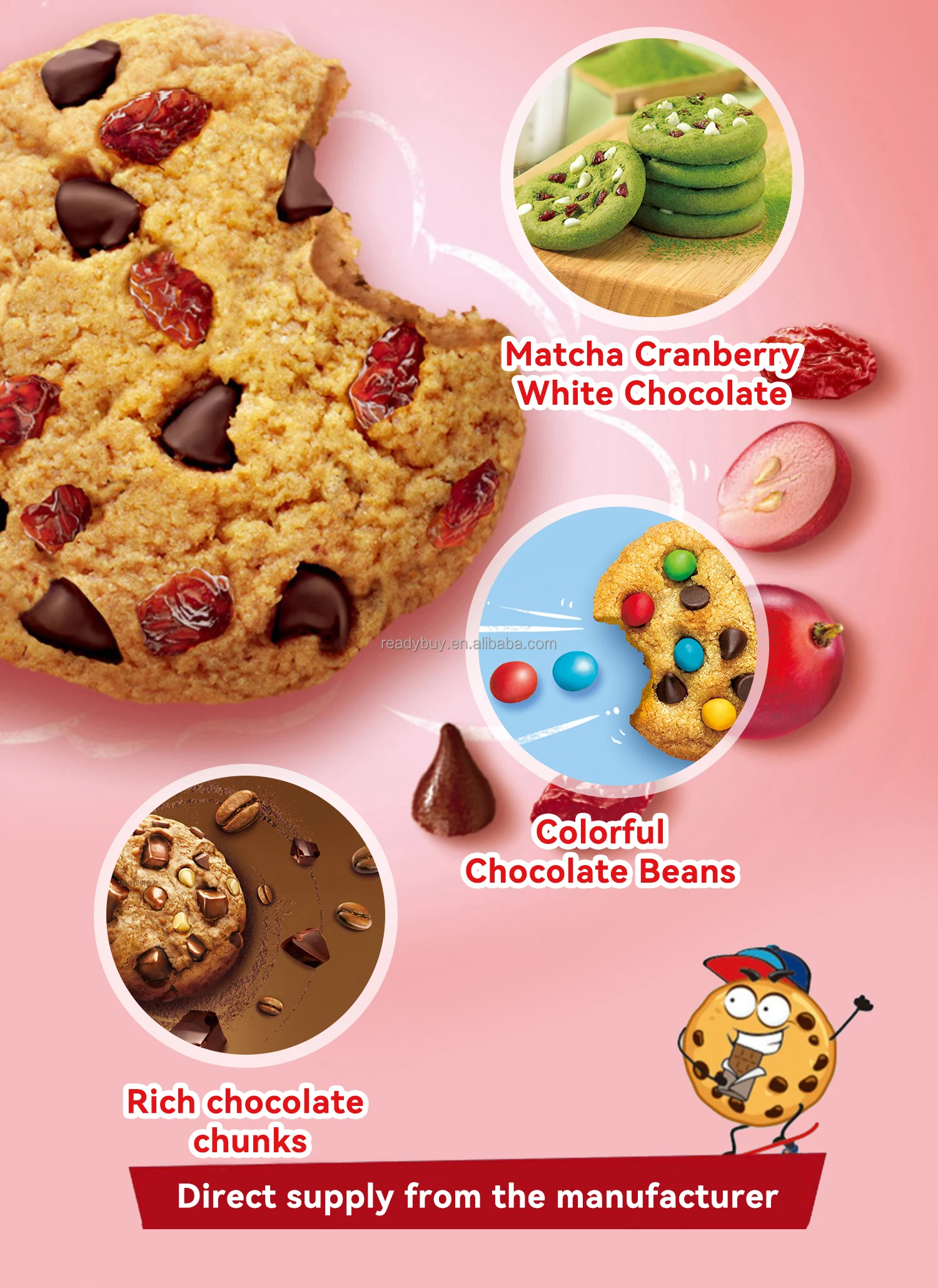 Wholesale Chinese Biscuits Red Velvet Fruit Berry Flavored Cookies 340g ...