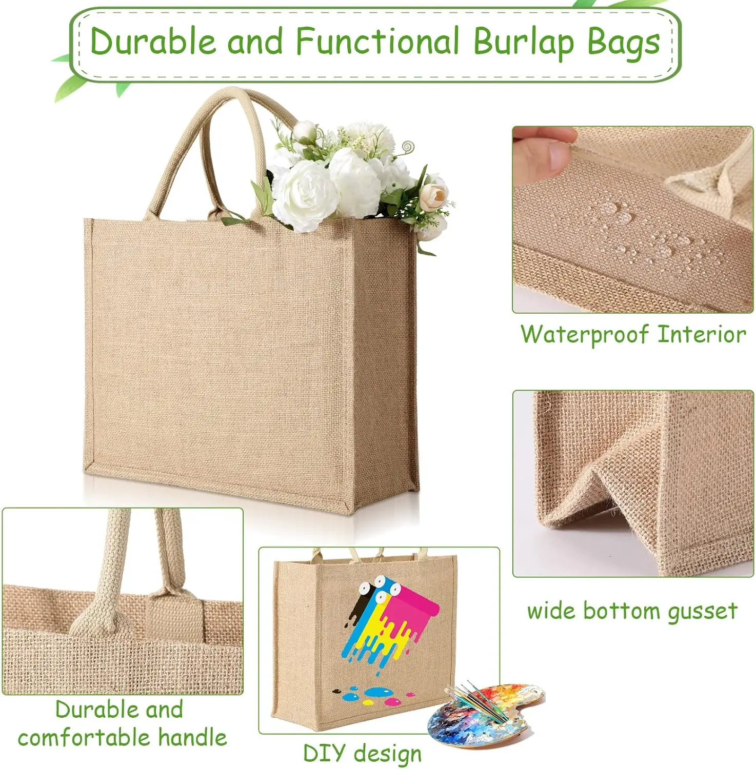 Burlap Canvas Beach Jute Tote Corporate Calico Bag Eco Shopping Bag ...