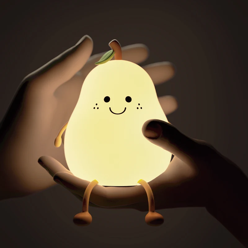 Squishy Cute Pear Kids Night Light Color Changing Lamp Tap Control ...
