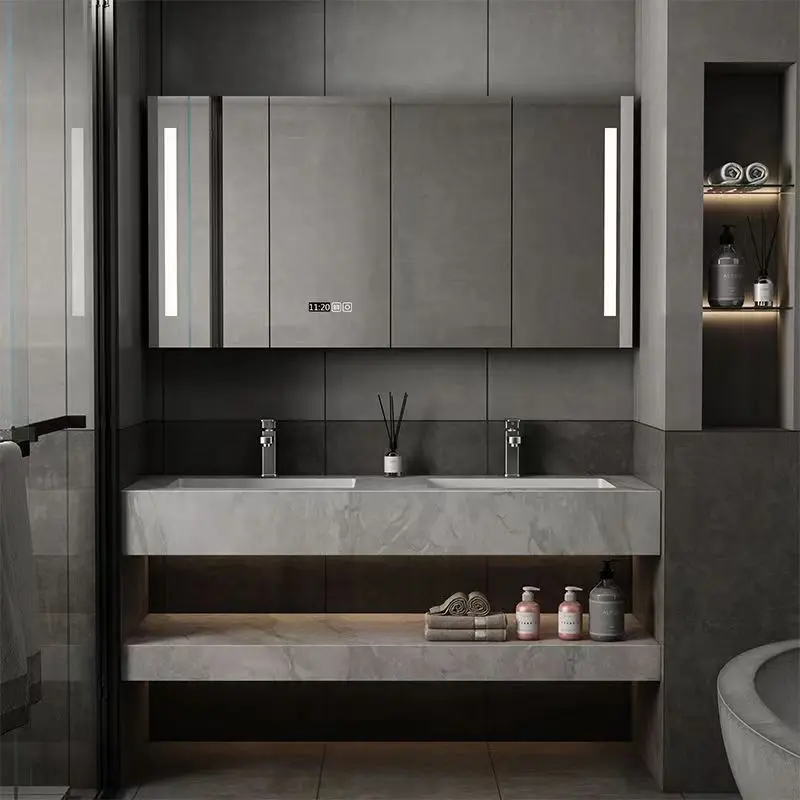 Luxury Hotel Floating Double Sided Basin Bathroom Dressing Table Set ...