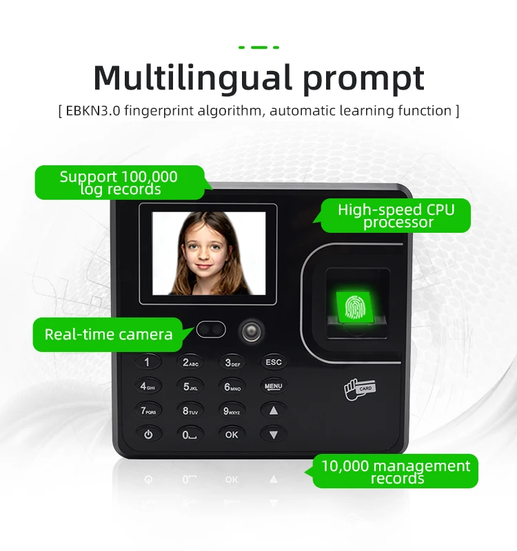 Cloud TCP/IP Time Recording - Biometric Punch Card Machine