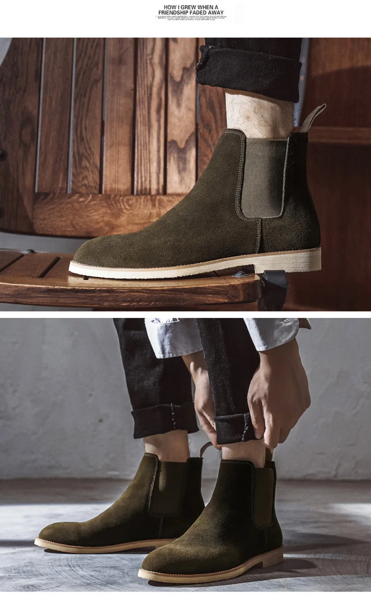 Chelsea Boot Men Bot Botas Hombre Mens Leather Boots Genuine For Men ...