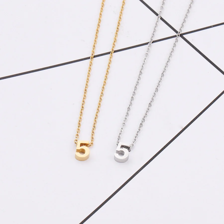 Womens Mens Stainless Steel Arabic Numerals Number 1-8 Necklace Pendant ...