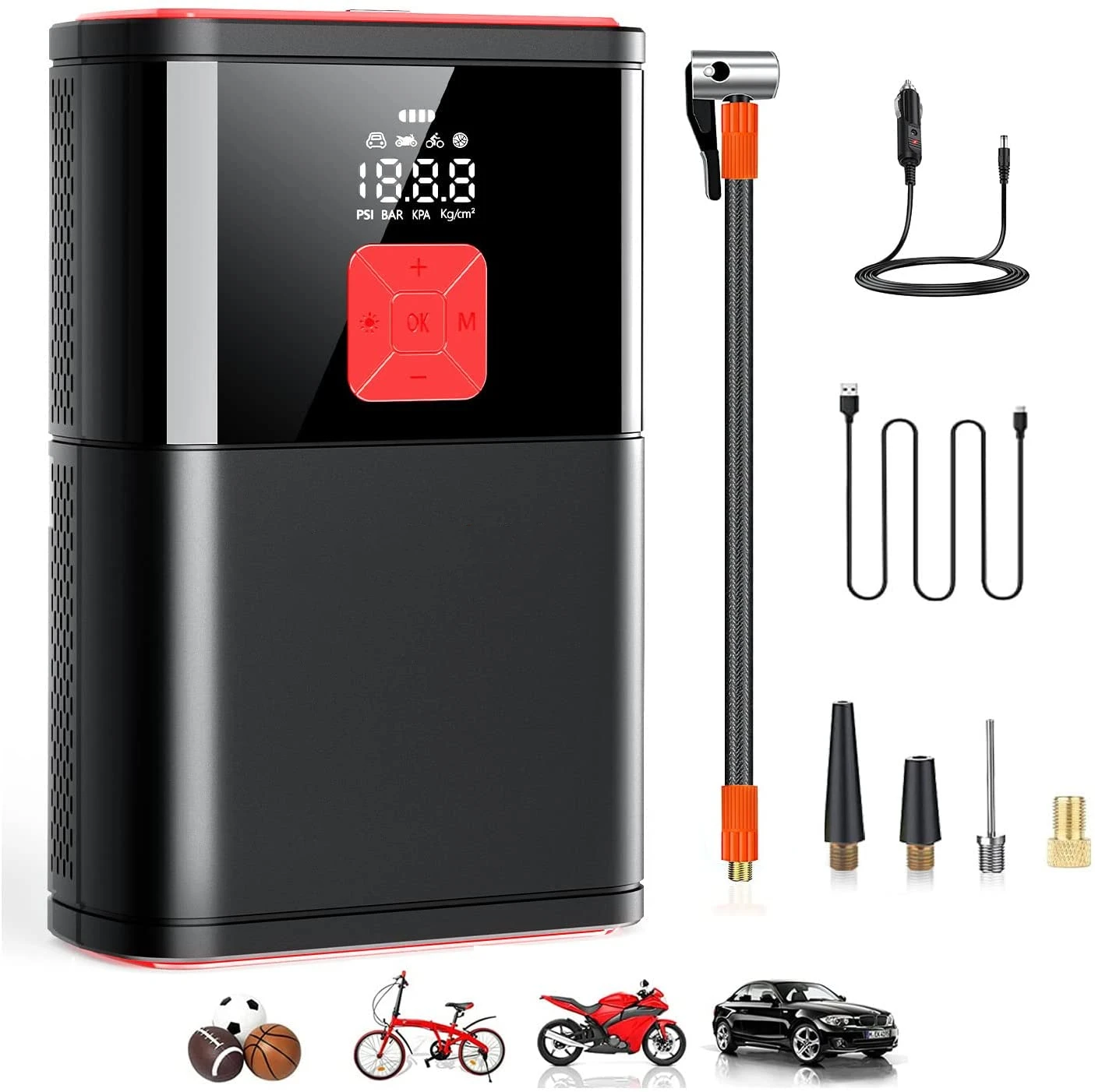 Mini Wireless Electric Portable Rechargeable Car Air Compressor Pump ...