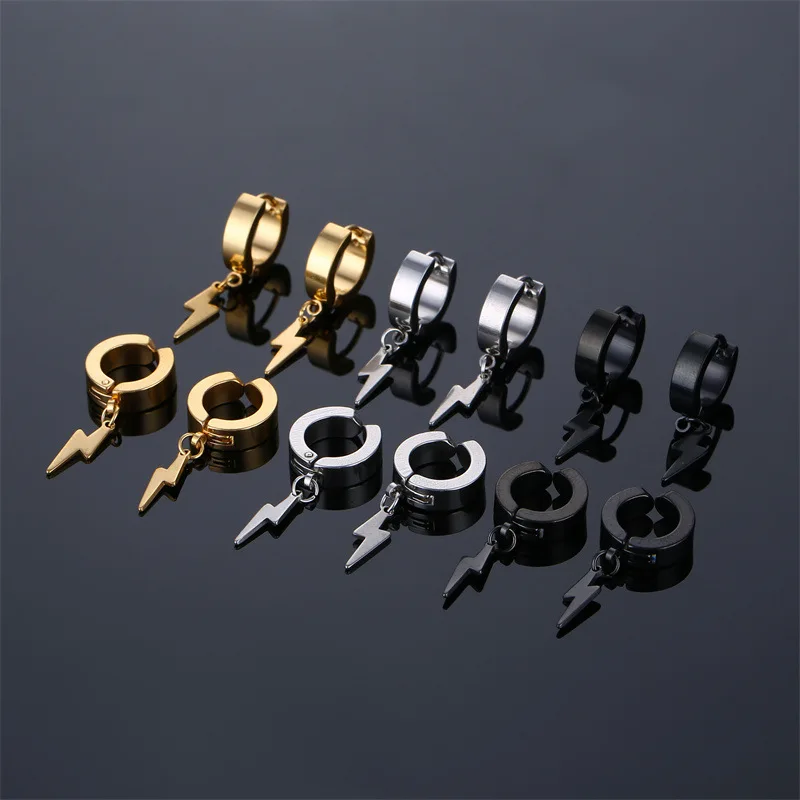 Factory Custom Fashion Small Punk Hip Hop Lightning Pendant Stainless ...