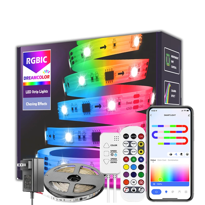 Tuya Addressable Led Strip Lights 65.6ft/20m Wi-fi Rgbic Light Strip ...