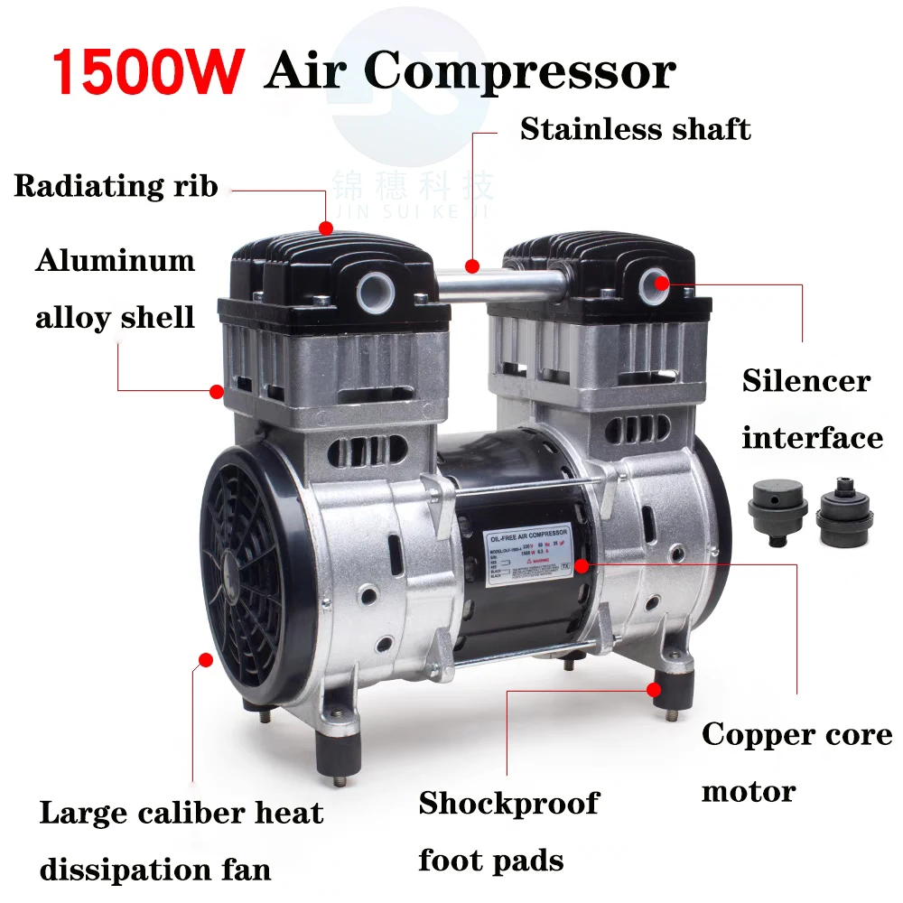 Portable Air Compressor 110V/220V Ultra Quiet Air Compressor Oil Free ...