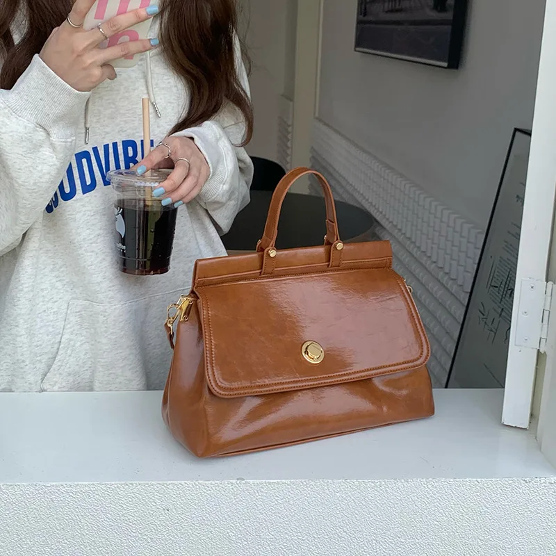 Large Capacity Retro Briefcase 2024 Autumn New Versatile Crossbody ...