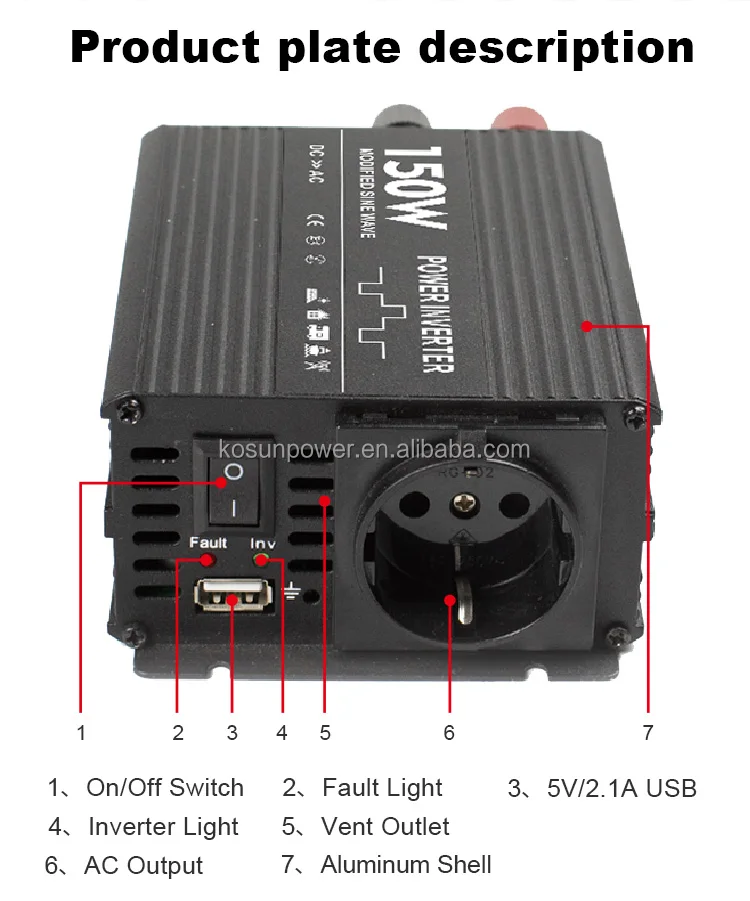 150w To 3000w Inverter 12v To 230v Modified Sine Wave Solar Power ...