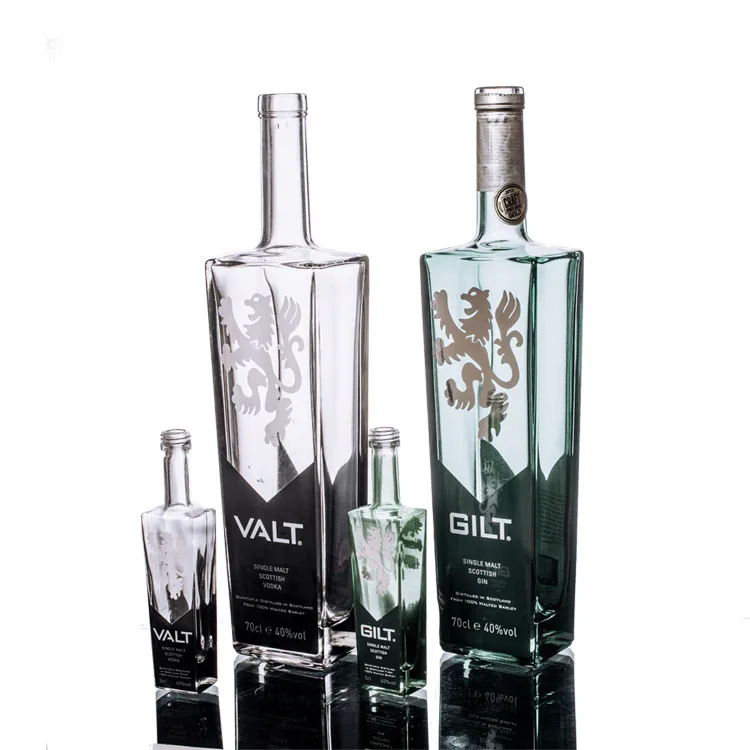 Square Thick Rum Bottle 750ML - Unique Shaped Tequila Glass Bottles