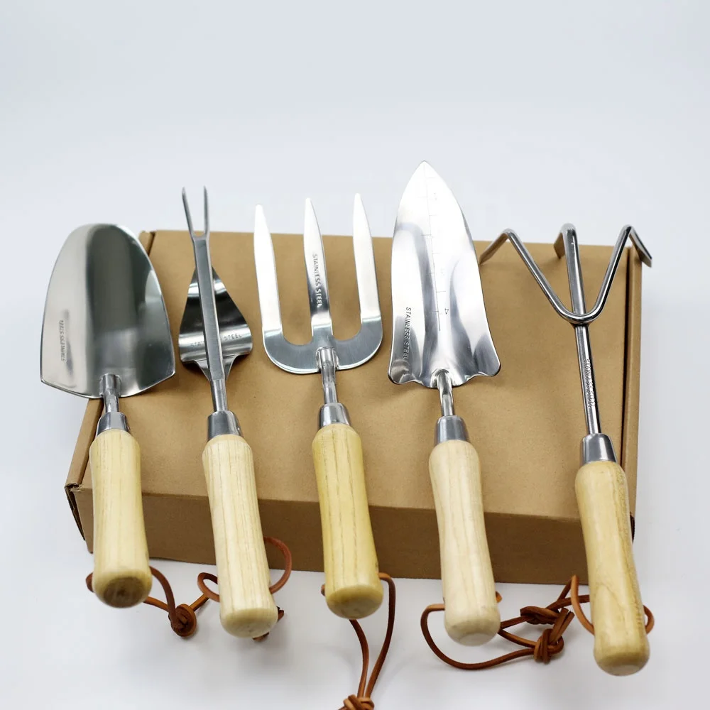 6pcs Stainless Steel Material Garden Set Tools With Wooden Handle And ...