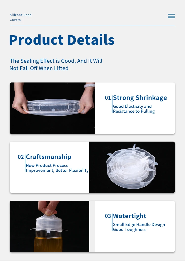 6-piece Set of Food Grade Silicone Reusable Seal Stretch Covers ...