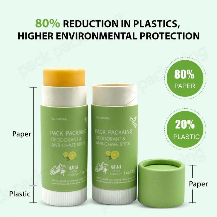Biodegradable Cmyk Printing Twist Up Deodorant Stick Container Lip Balm ...
