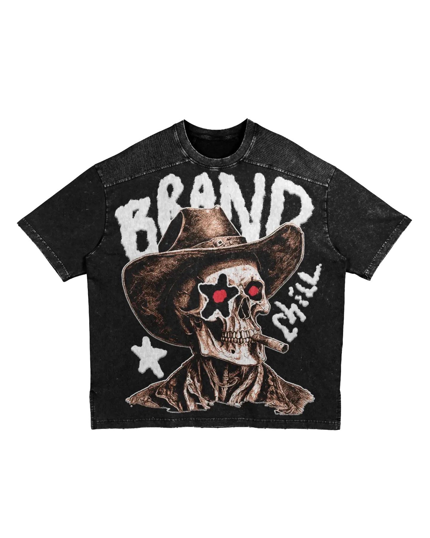 Custom Luxury Boxy Acid Wash Screen Print Crew Neck Graphic Distressed ...