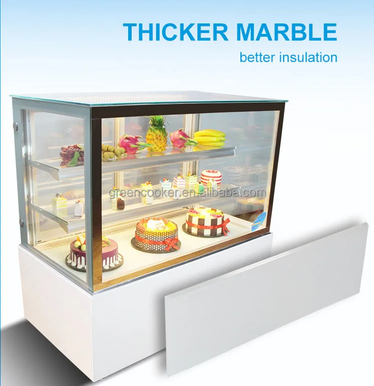 High Quality Square Glass Cake Showcase Chiller Bakery Display Case