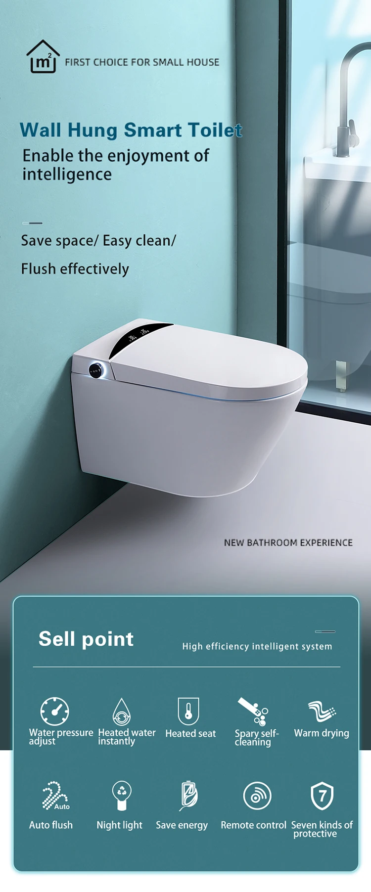 Rimless Watermark Smart Wall Mounted Electric Intelligent Automatic ...