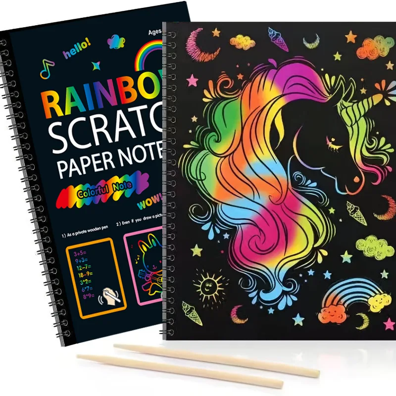 Scratch Art Books For Kids Rainbow Magic Scratch Paper Black Scratch It ...