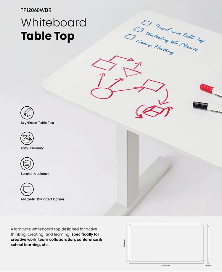 White Home Office School Melamine Curved-Edge Dry Erase Board