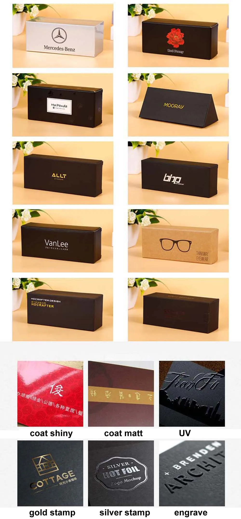 Paper case Logo Black Card Box Custom Sunglasses Package Sun Glasses ...