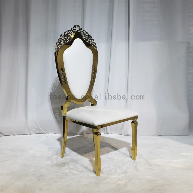 Crown Stainless Steel Frame Round Back Carved Dining Chair For Weddings ...