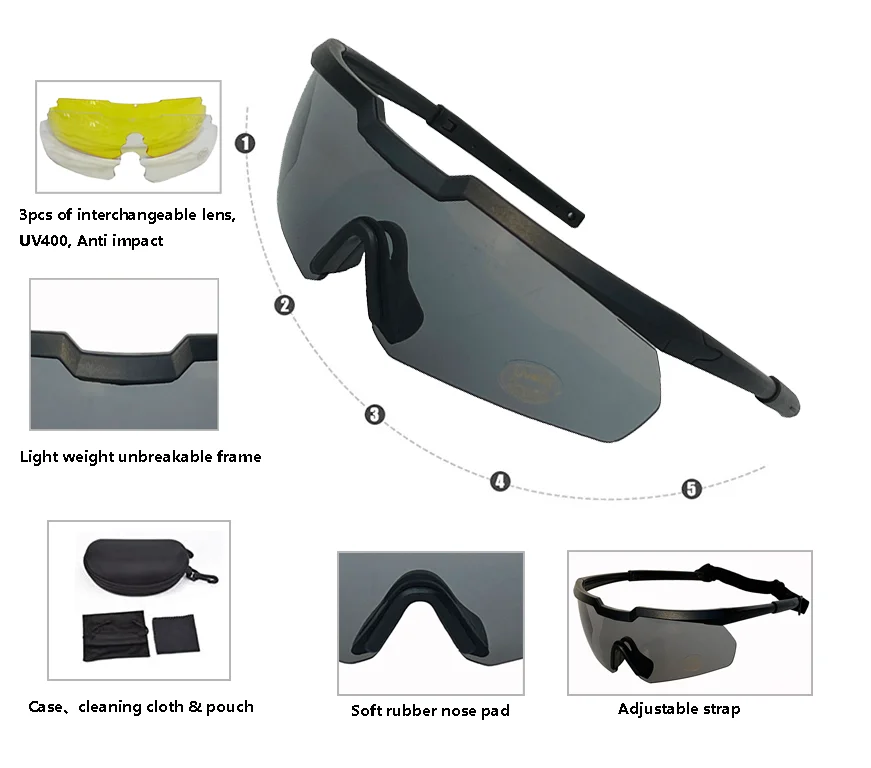 Tactical Combat Sunglasses Men Tactical Eyeshield Shooting Glasses ...